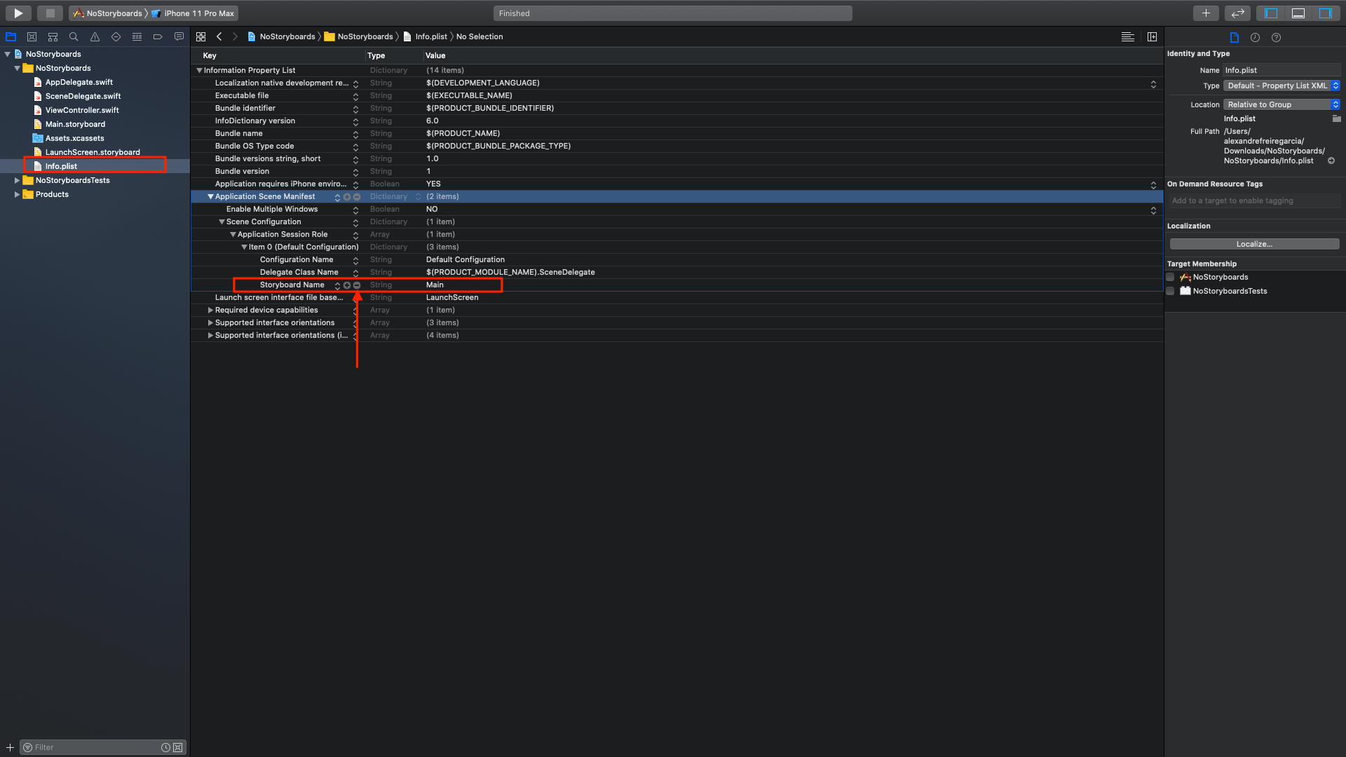 ¿Cómo crear una app en Xcode 11 sin Storyboards (iOS13)?